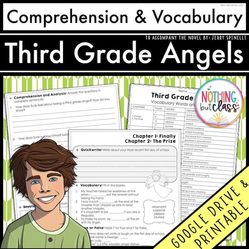 Third Grade Angels | Comprehension and Vocabulary by Chapter | Guided ...