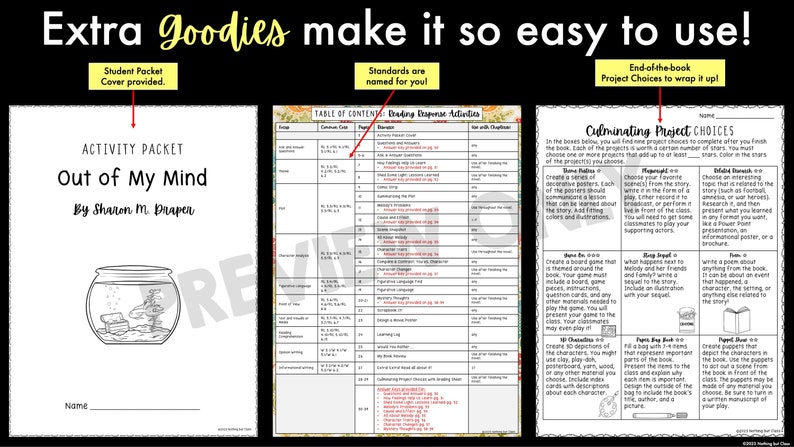 Out of My Mind | Reading Response Activities and Projects | Guided ...
