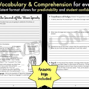 A Christmas Carol | Comprehension and Vocabulary by Chapter | Guided ...