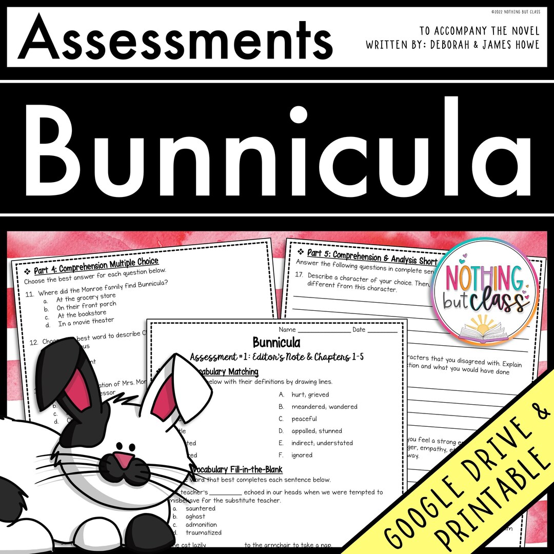 Bunnicula Tests | Quizzes | Assessments - Printables for Homeschool or ...