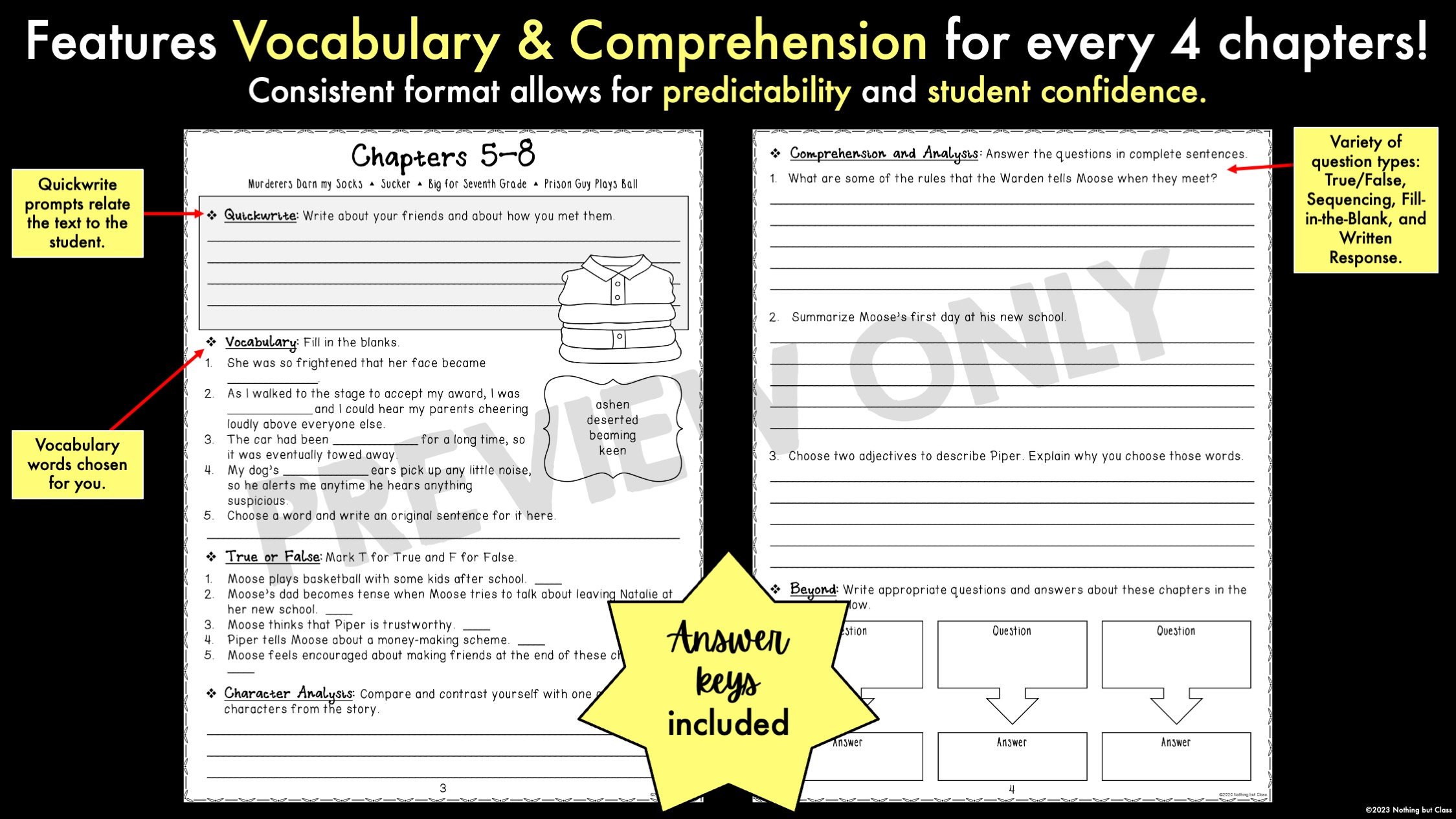 Al Capone Does My Shirts | Comprehension and Vocabulary by Chapter ...