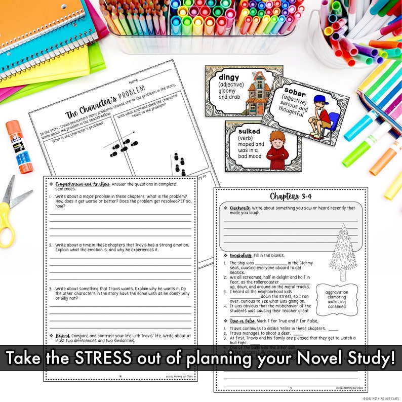 Old Yeller Novel Study Unit | Literature Guide | Comprehension ...