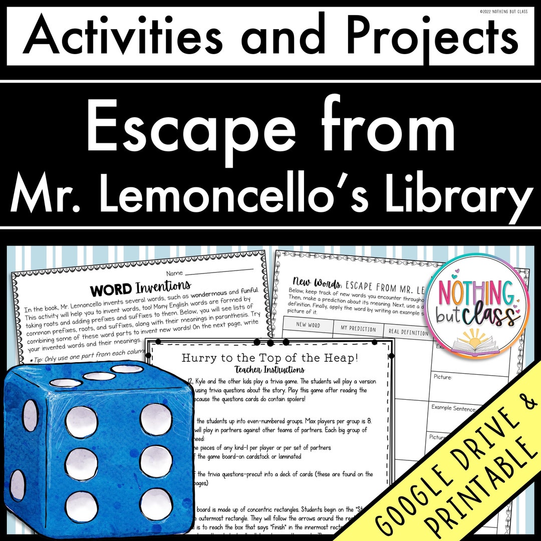 Escape From Mr. Lemoncello's Library | Reading Response Activities and ...
