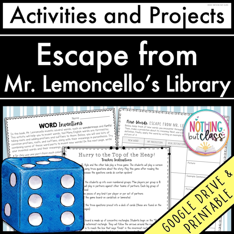 Escape From Mr. Lemoncello's Library | Reading Response Activities and ...