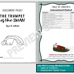 The Trumpet of the Swan - Tests | Quizzes | Assessments for Novel Study ...