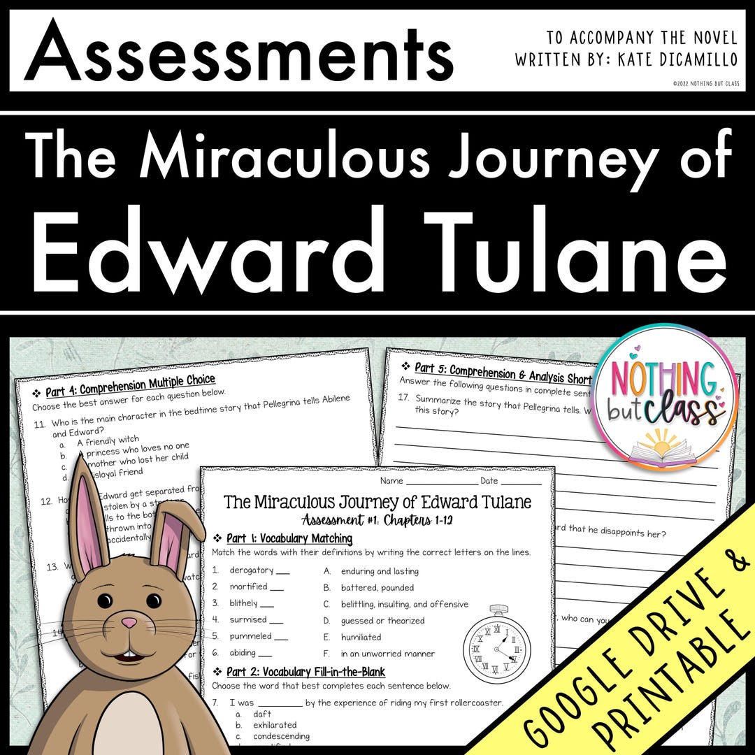 The Miraculous Journey of Edward Tulane Tests Quizzes Assessments for ...
