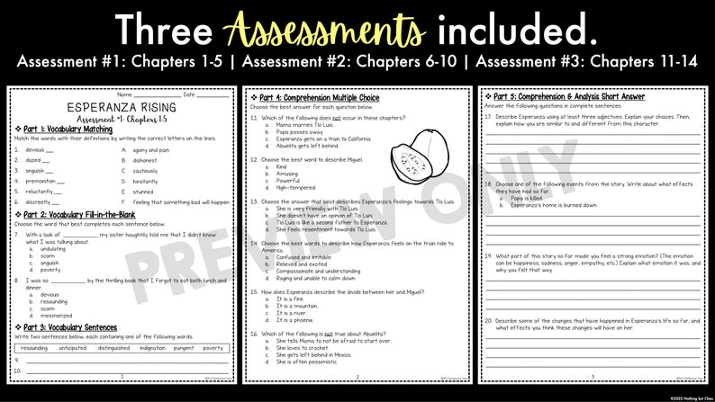 Esperanza Rising Novel Study Unit | Literature Guide | Comprehension ...