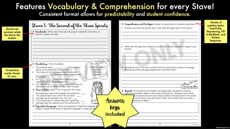 A Christmas Carol Novel Study Unit | Literature Guide | Comprehension ...