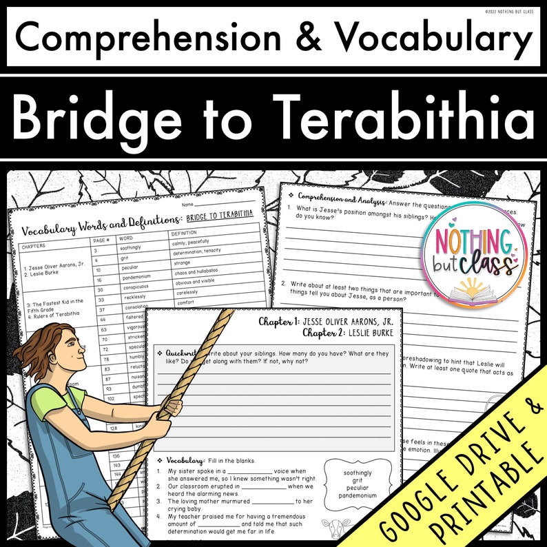 Bridge to Terabithia | Comprehension and Vocabulary by Chapter | Guided ...