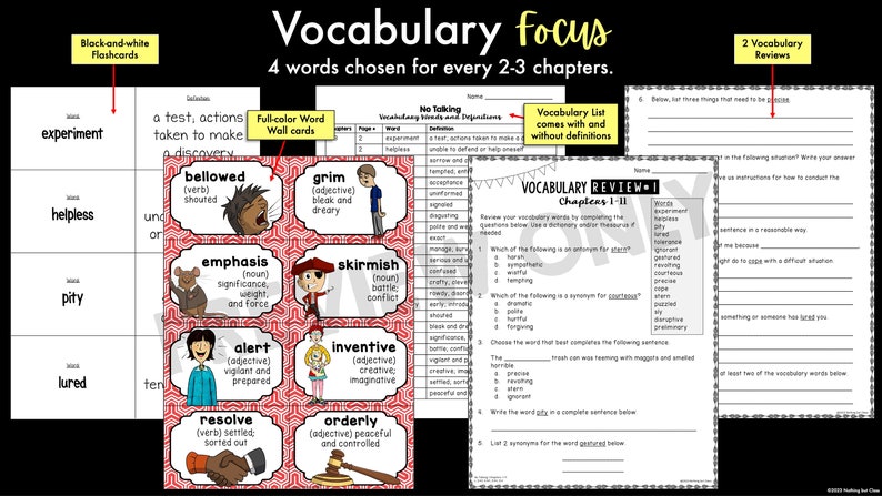 No Talking Novel Study Unit | Literature Guide | Comprehension ...