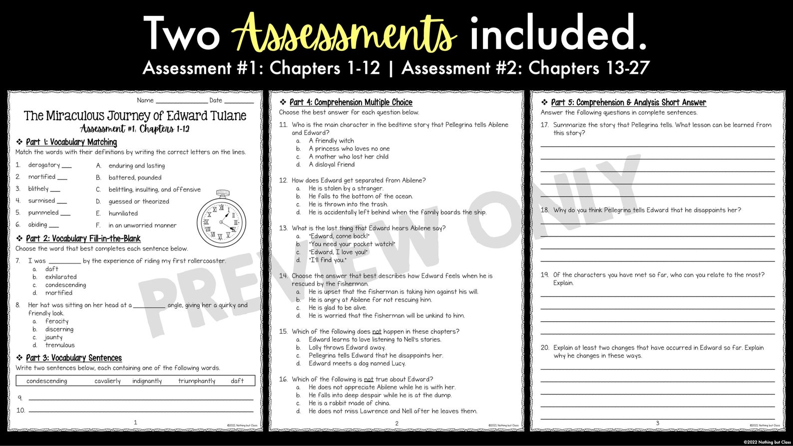 The Miraculous Journey of Edward Tulane Novel Study Unit | Literature ...
