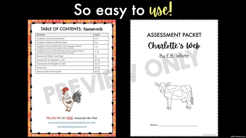 Charlotte's Web Tests | Quizzes | Assessments - Etsy