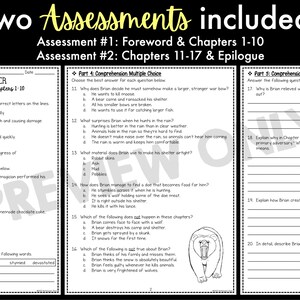 Brian's Winter Novel Study Unit | Literature Guide | Comprehension ...