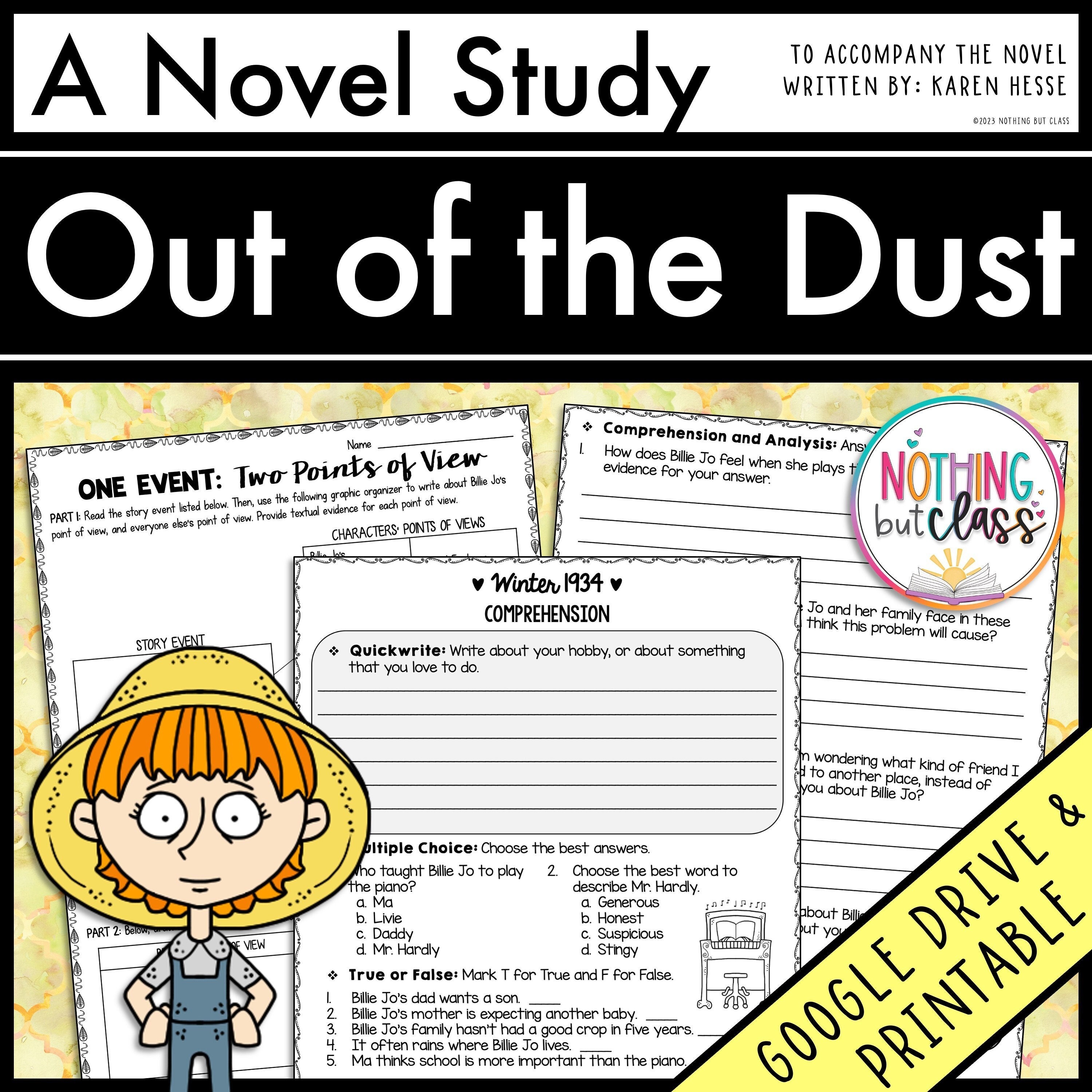 Out of the Dust Novel Study Unit Literature Guide Comprehension ...