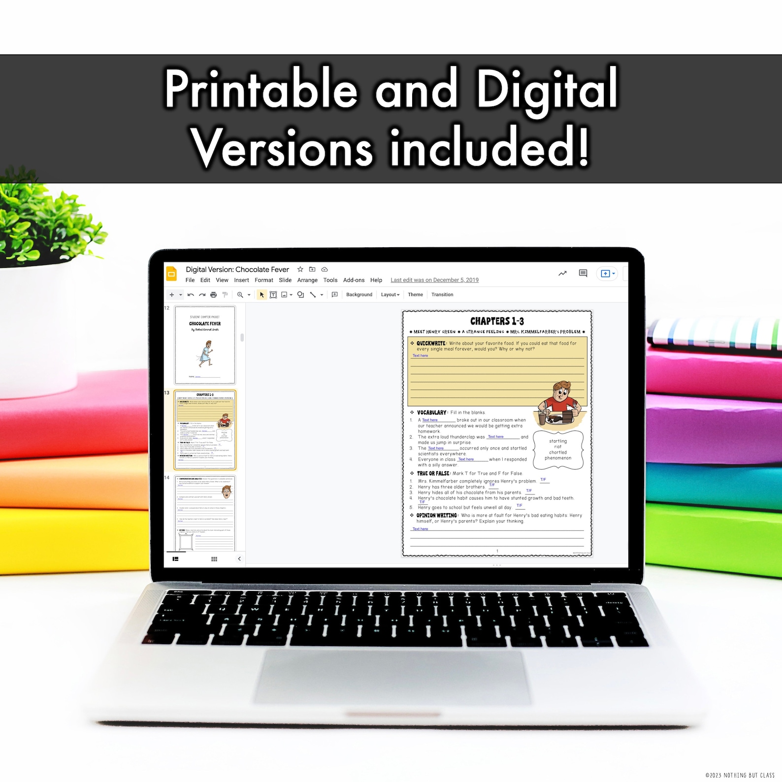 Chocolate Fever Novel Study Unit | Literature Guide | Comprehension ...