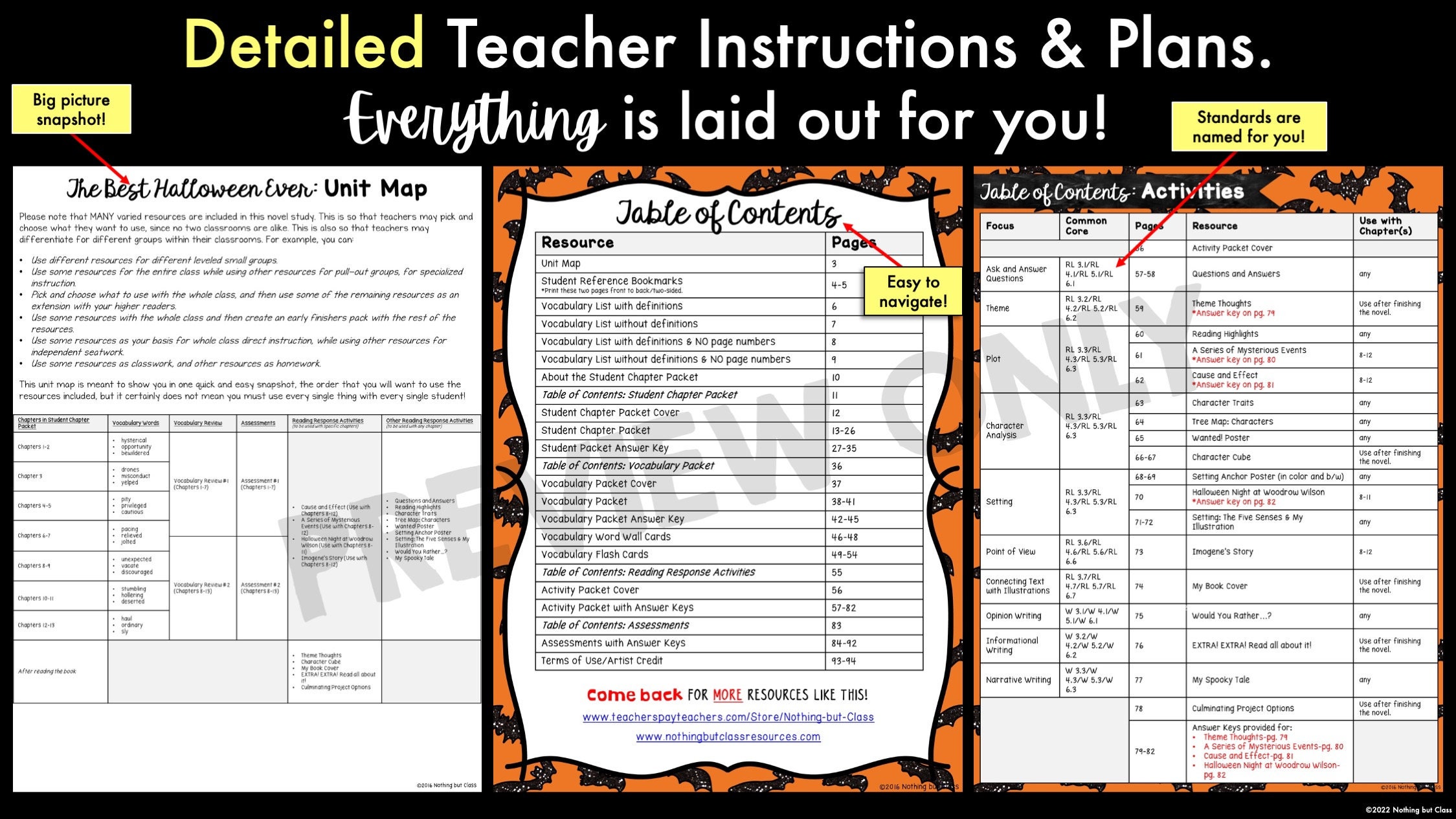 The Best Halloween Ever Novel Study Unit Literature Guide Comprehension ...