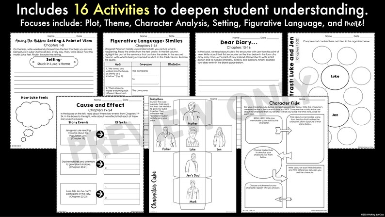 Among the Hidden | Reading Response Activities and Projects | Resources ...