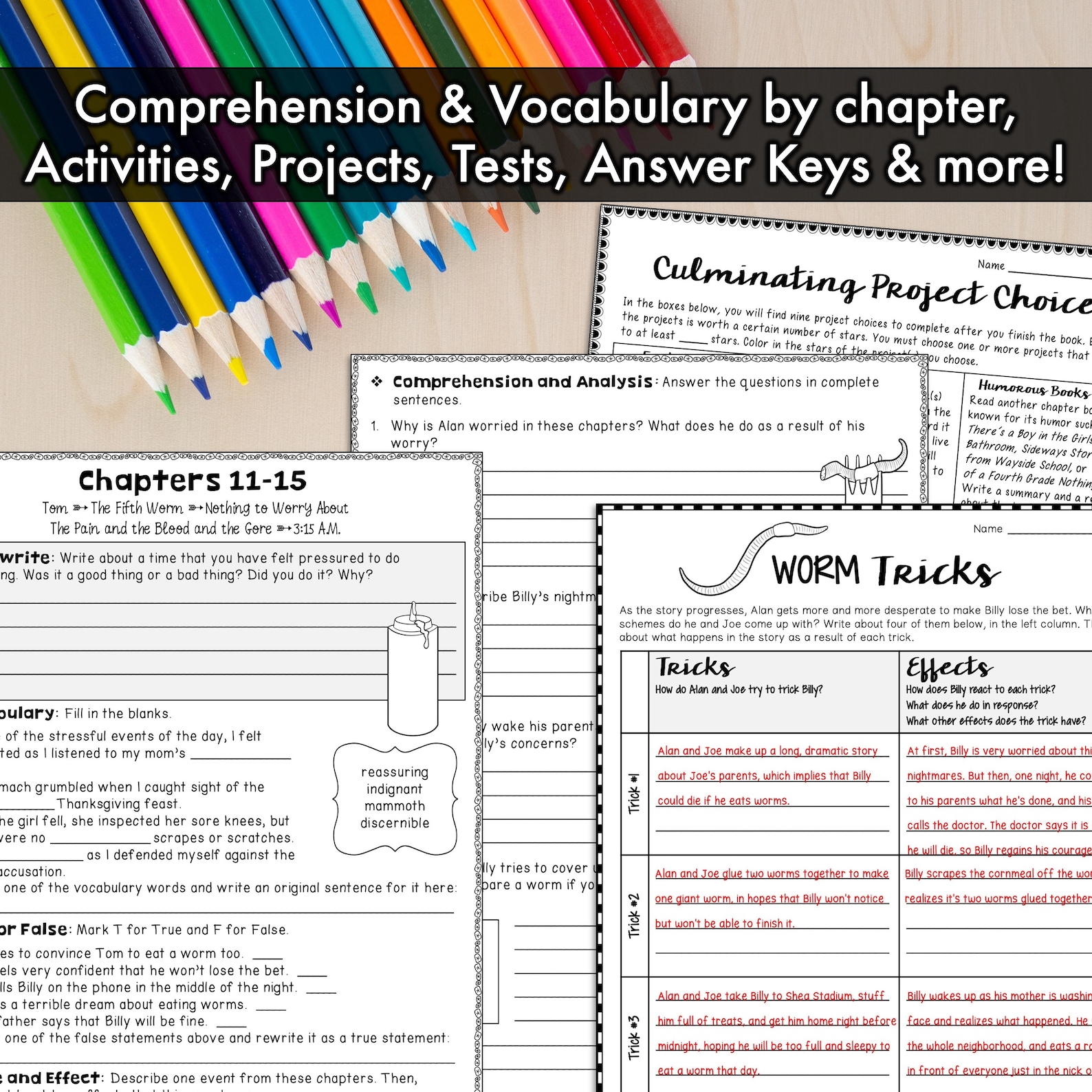 How to Eat Fried Worms Novel Study Unit | Literature Guide ...