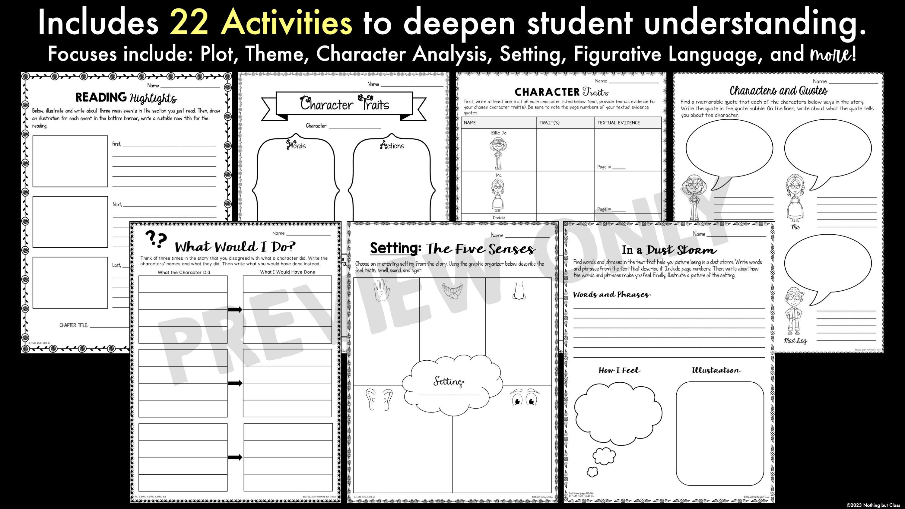 Out of the Dust | Reading Response Activities and Projects | Resources ...