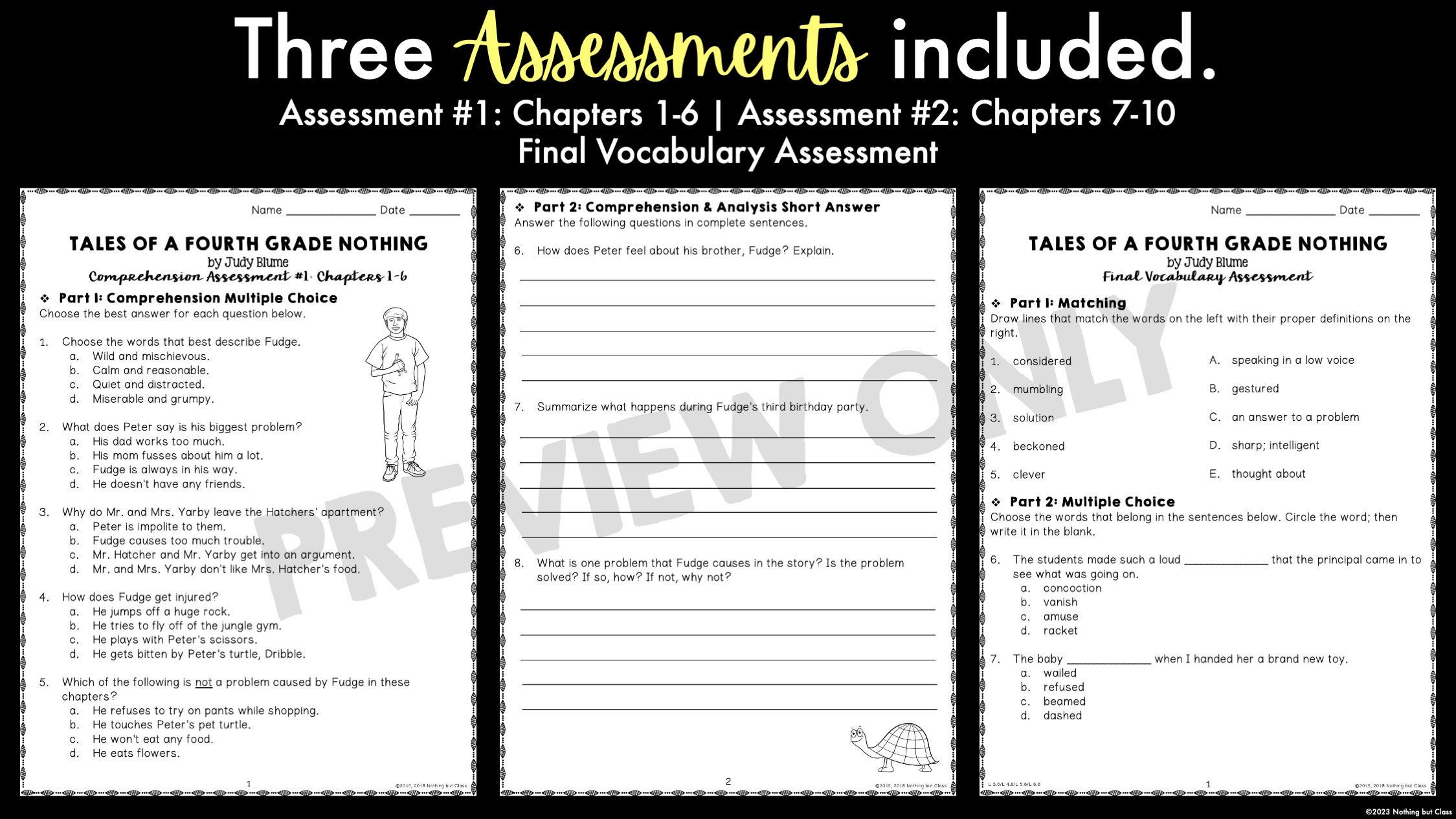Tales of a Fourth Grade Nothing Novel Study Unit Literature Guide ...