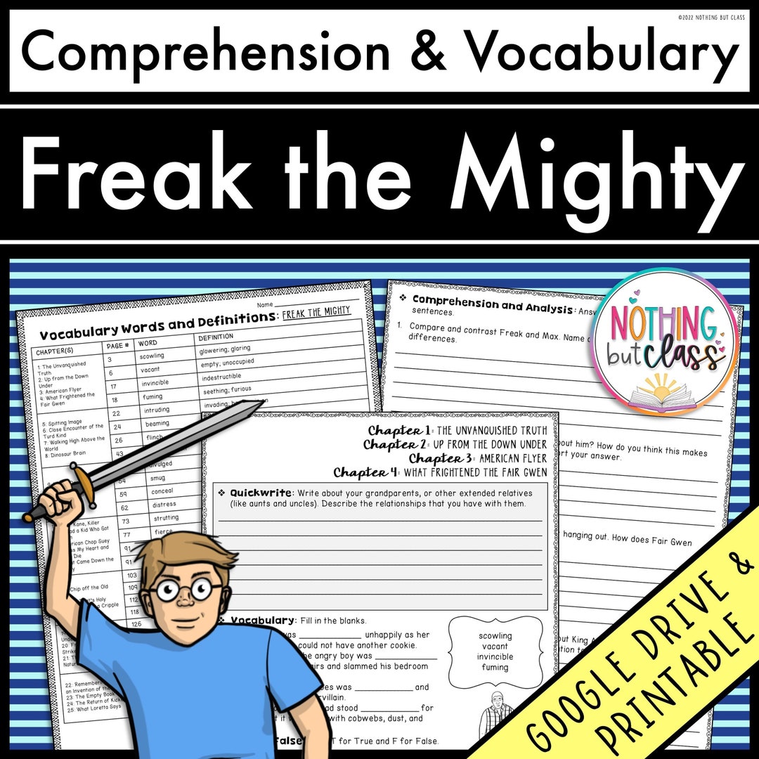 Freak the Mighty | Comprehension and Vocabulary by Chapter | Guided ...