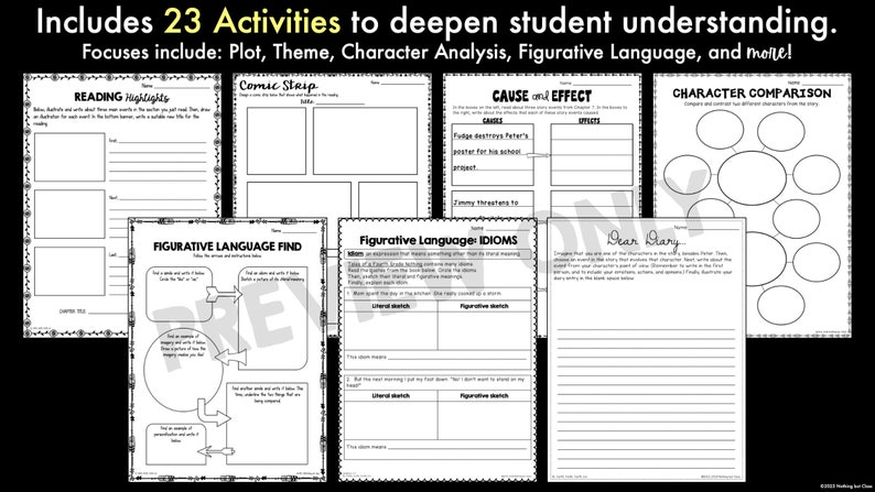 Tales of a Fourth Grade Nothing Novel Study Unit | Literature Guide ...