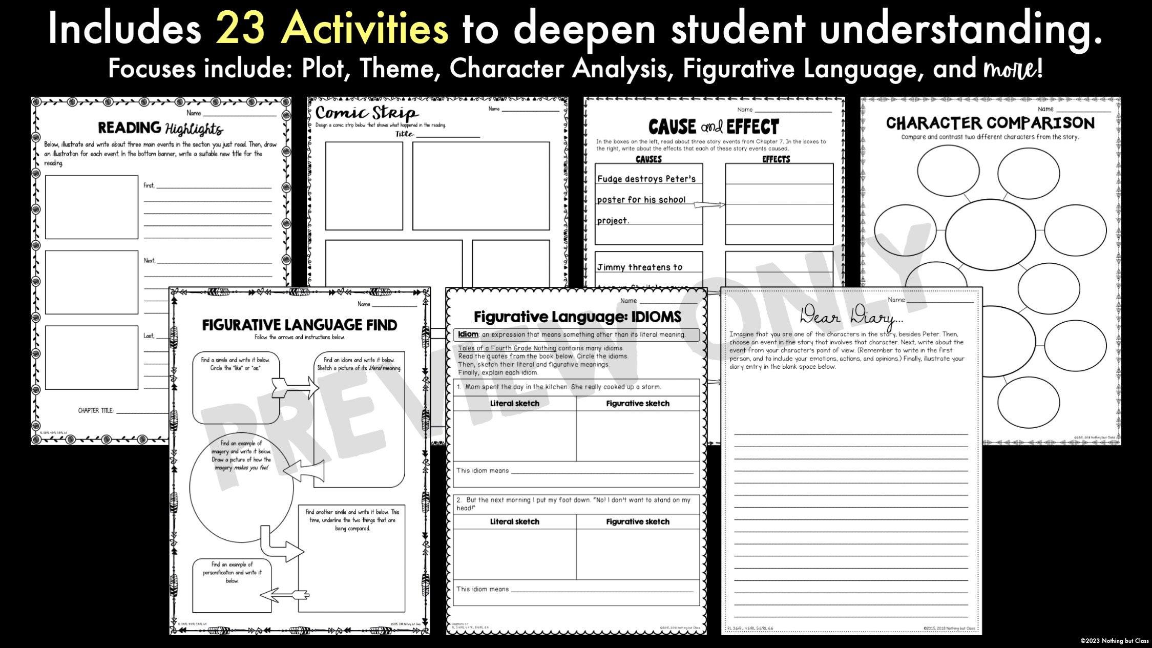 Tales of a Fourth Grade Nothing Novel Study Unit | Literature Guide ...