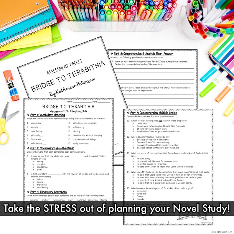 Bridge to Terabithia Tests | Quizzes | Assessments - Printables for ...