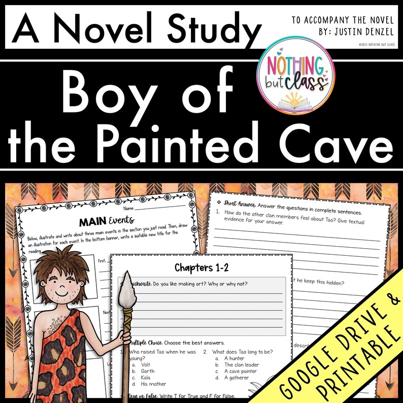 Boy of the Painted Cave Novel Study Unit Literature Guide Comprehension ...