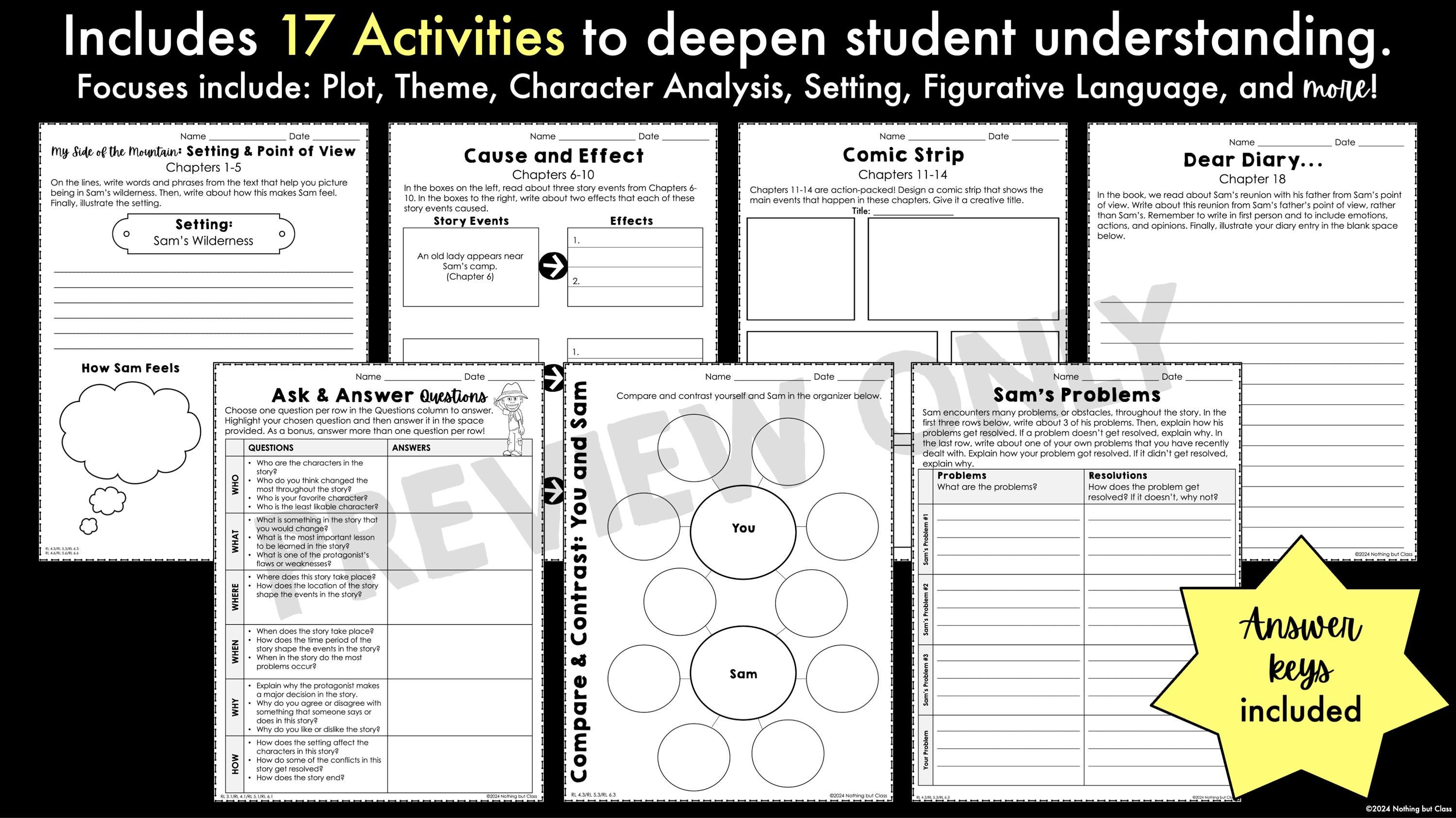 My Side of the Mountain | Reading Response Activities and Projects ...