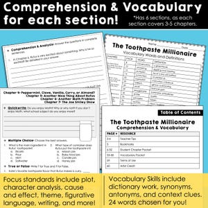 The Toothpaste Millionaire | Comprehension and Vocabulary by Chapter ...