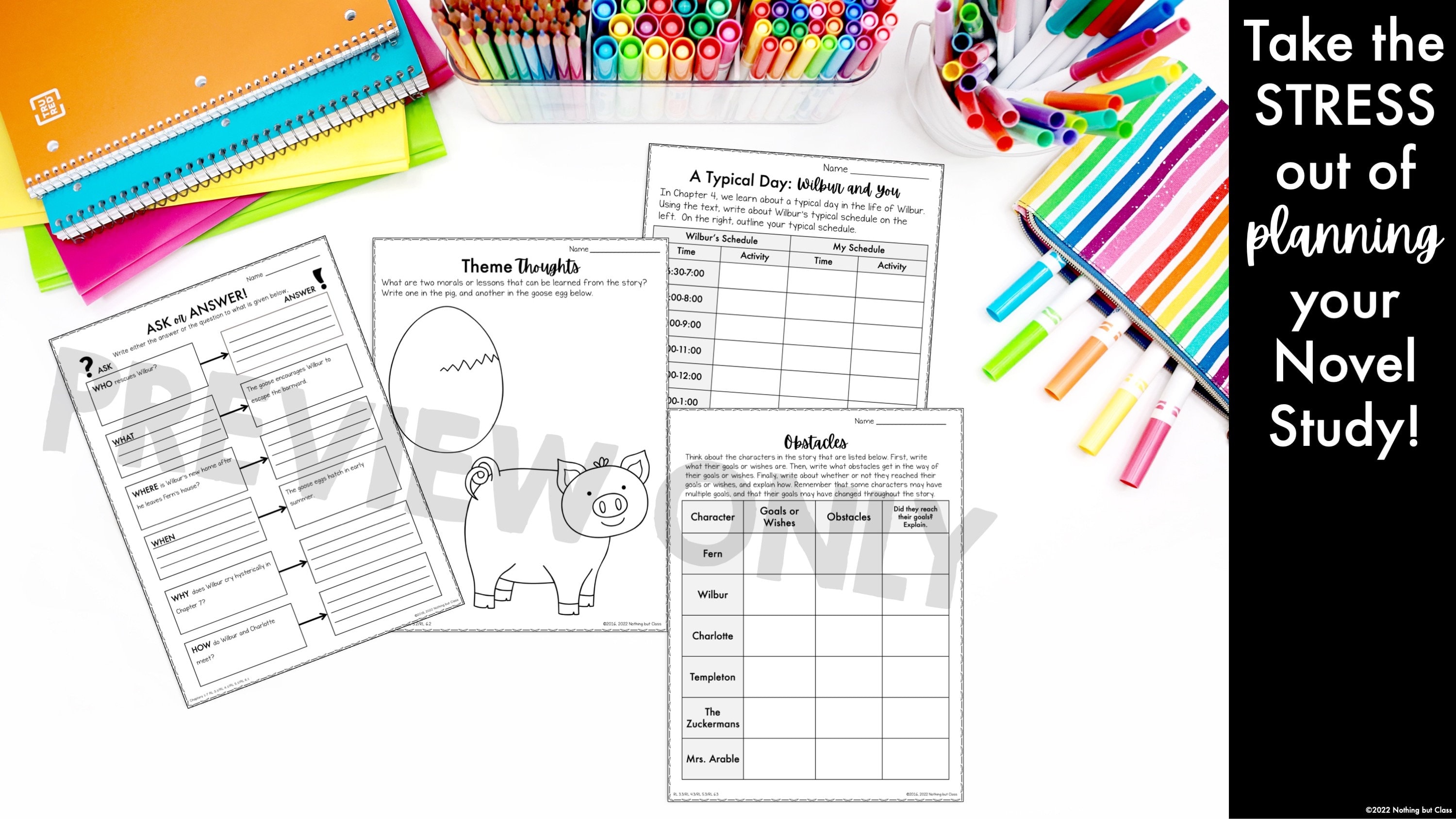 Charlotte's Web Reading Response Activities and Projects Guided Reading ...