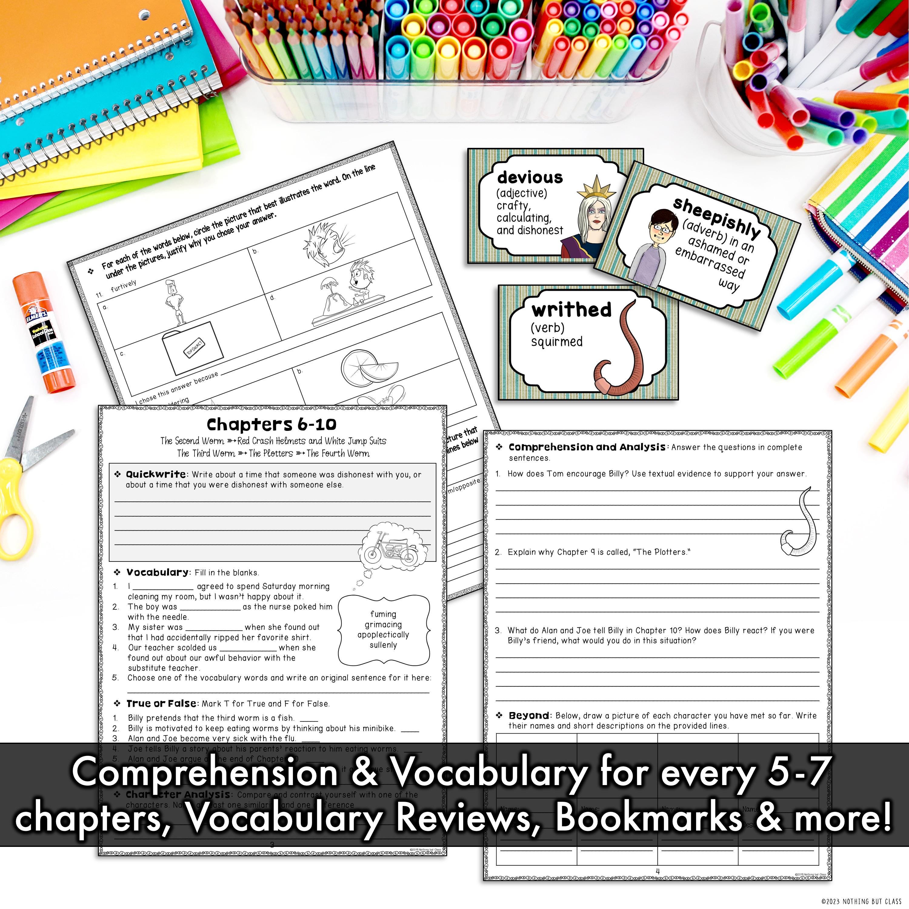 How to Eat Fried Worms | Comprehension and Vocabulary by Chapter ...