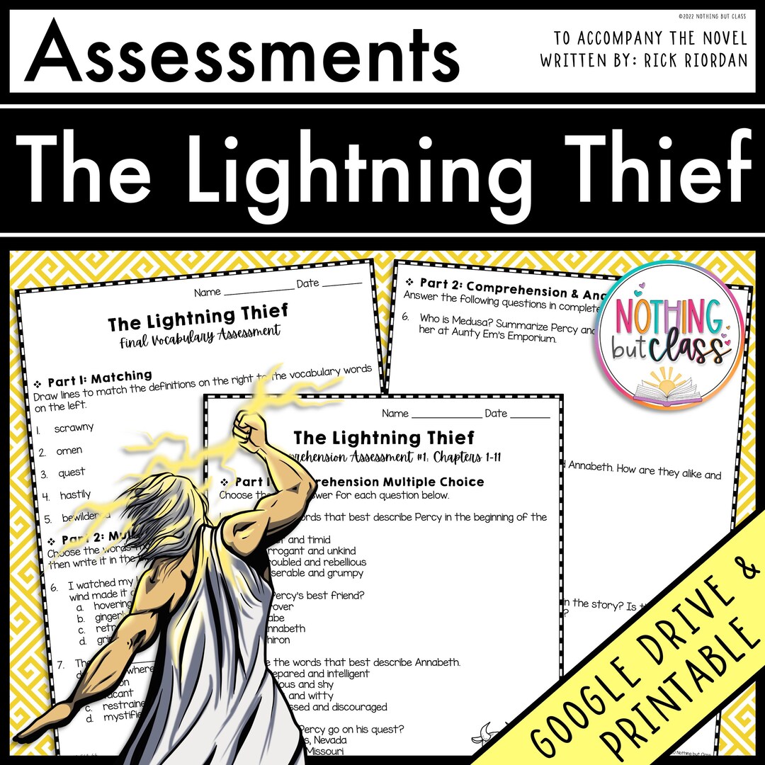 The Lightning Thief - Tests | Quizzes | Assessments for Novel Study - Etsy