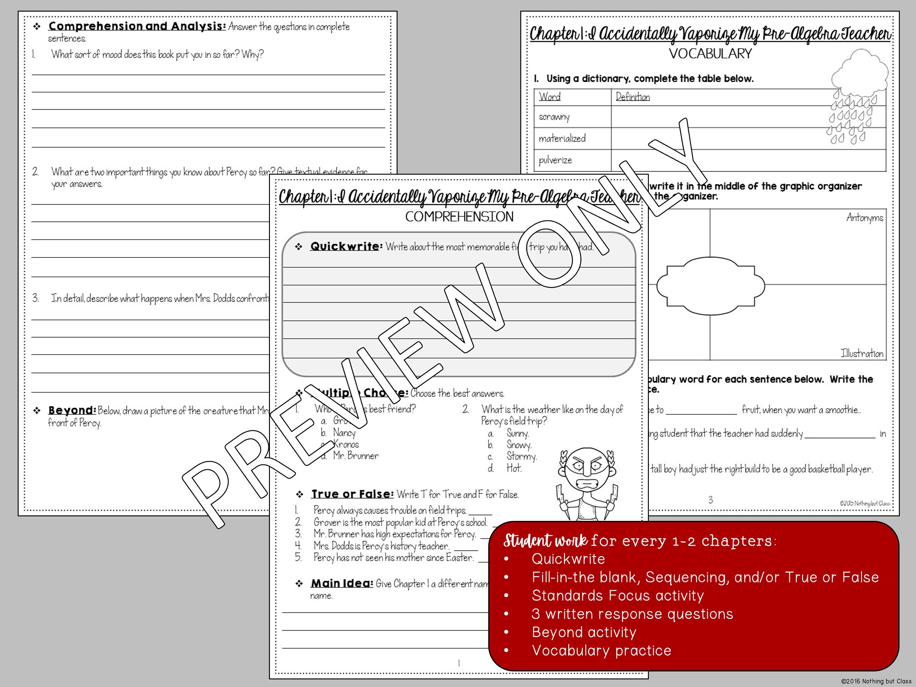 The Lightning Thief Novel Study Unit | Literature Guide | Comprehension ...