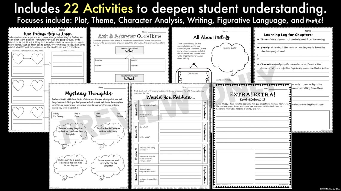 Out of My Mind | Reading Response Activities and Projects | Guided ...