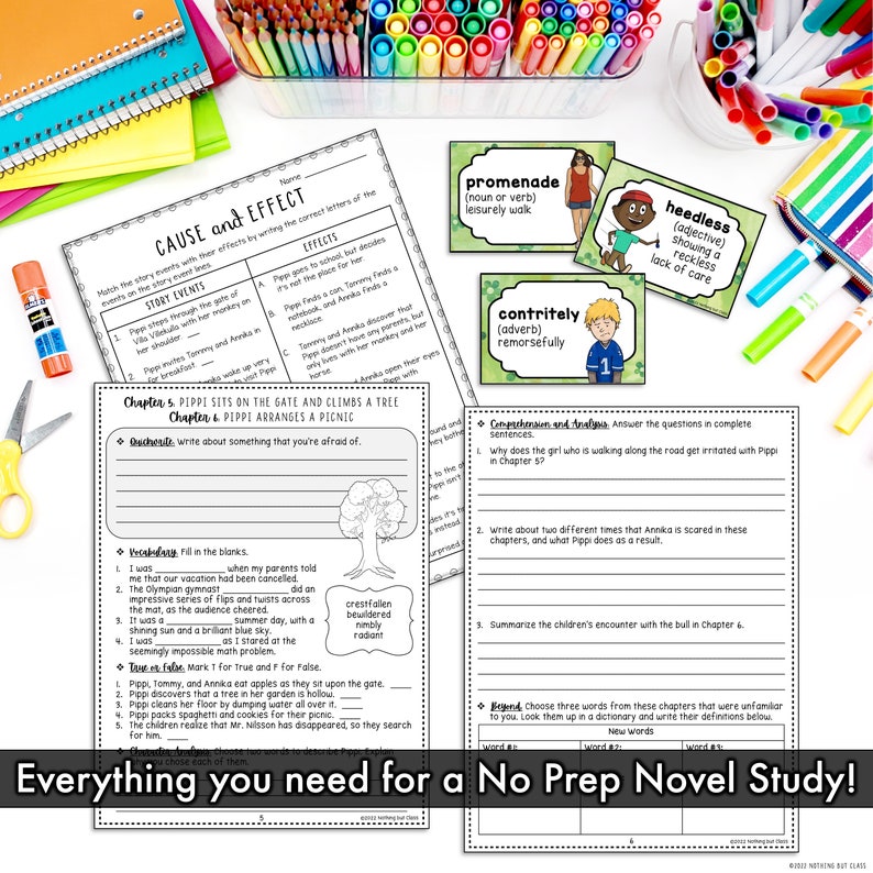 Pippi Longstocking Novel Study Unit | Literature Guide | Comprehension ...