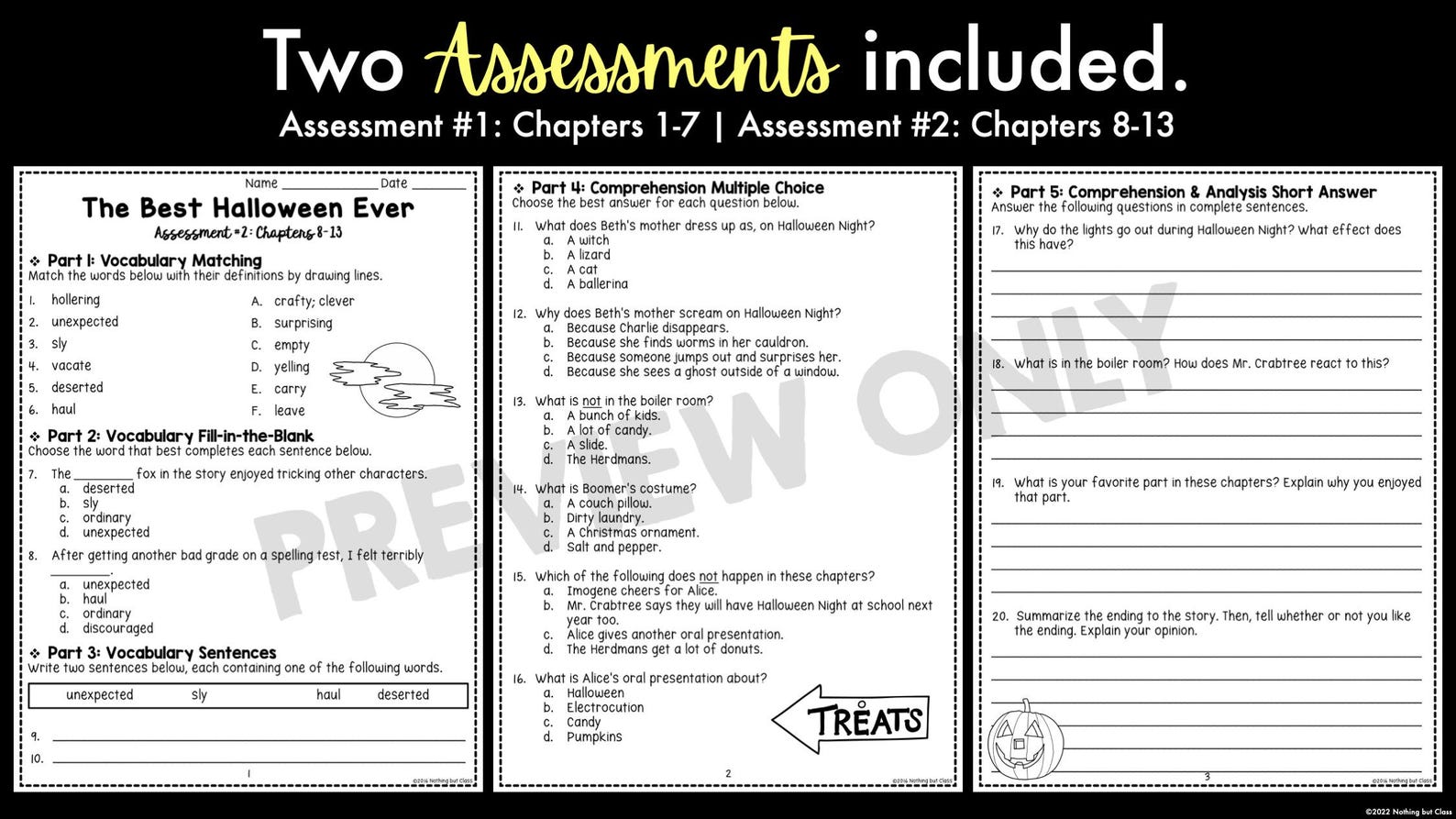 The Best Halloween Ever Tests | Quizzes | Assessments for Novel Study ...
