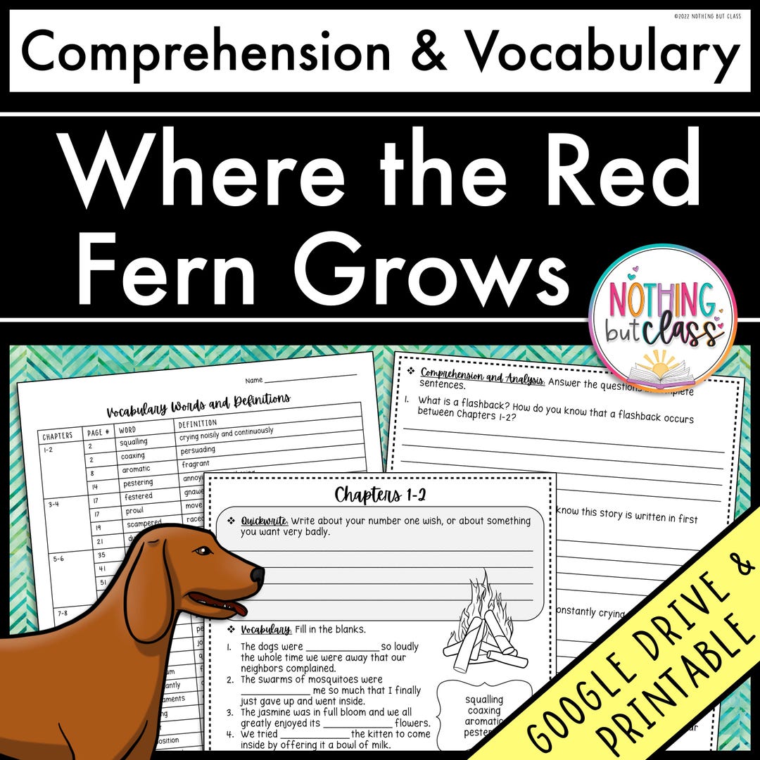 Where the Red Fern Grows | Comprehension and Vocabulary by Chapter ...
