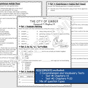 The City of Ember - Tests | Quizzes | Assessments - Printables for ...