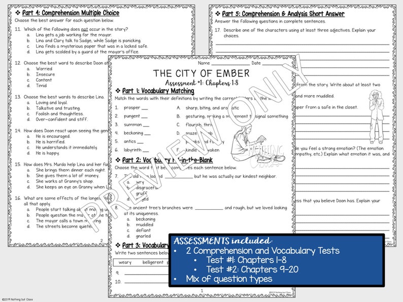 The City of Ember - Tests | Quizzes | Assessments - Printables for ...