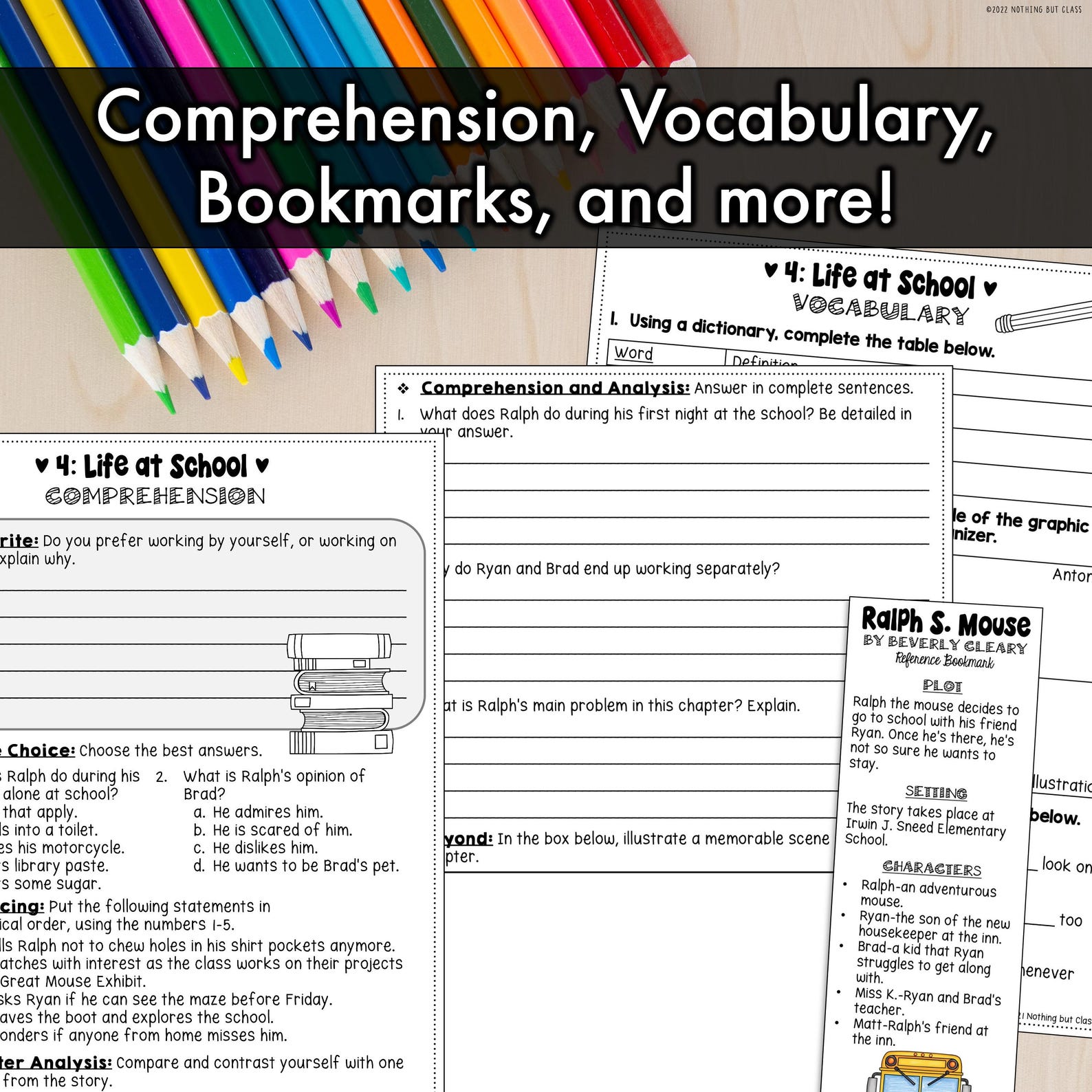 Ralph S. Mouse | Comprehension and Vocabulary by Chapter | Guided ...