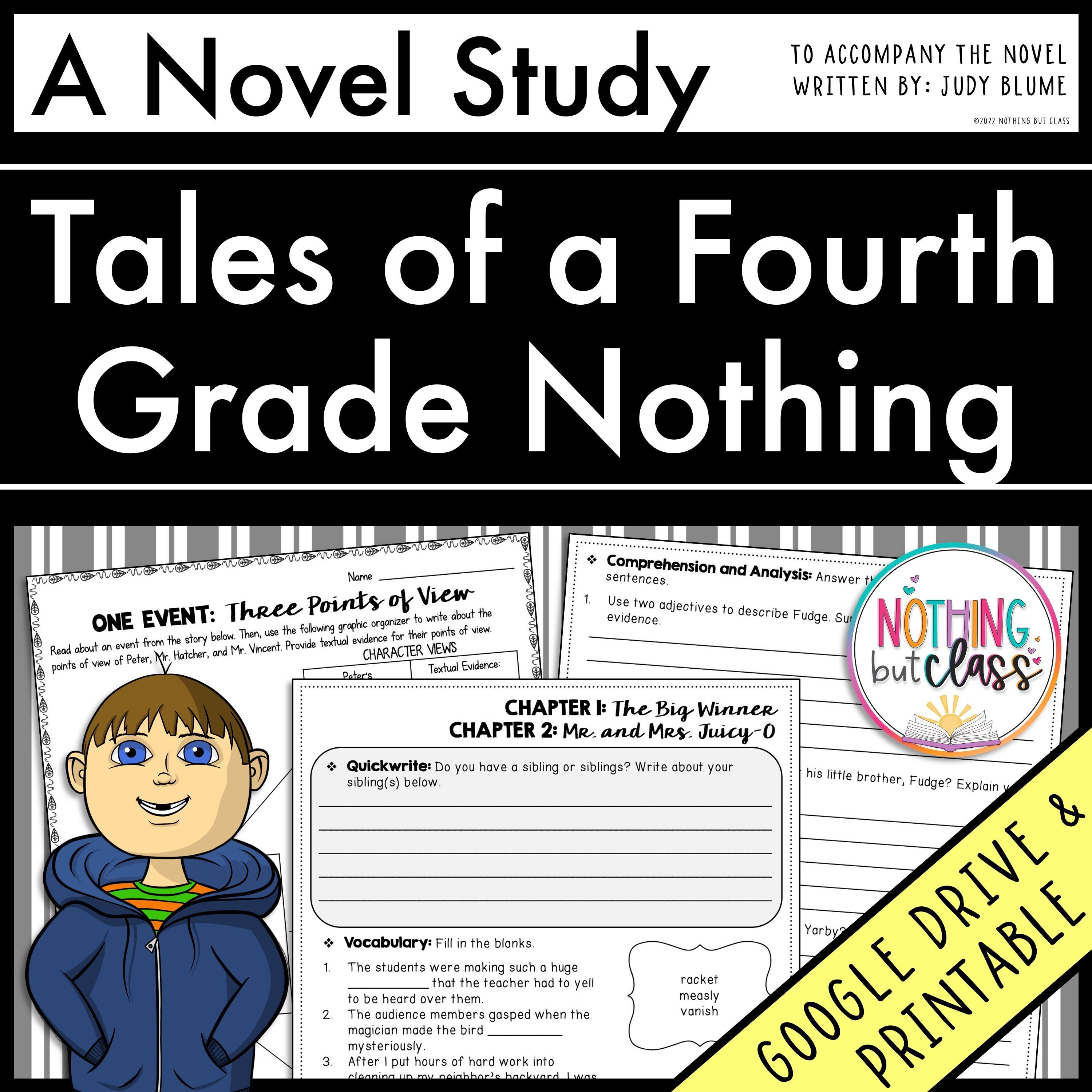 Tales of a Fourth Grade Nothing Novel Study Unit | Literature Guide ...