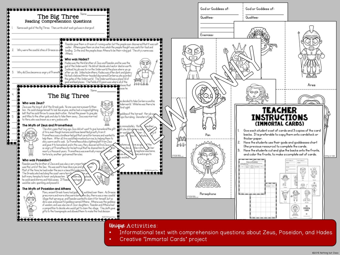 The Lightning Thief Novel Study Unit Literature Guide Comprehension ...