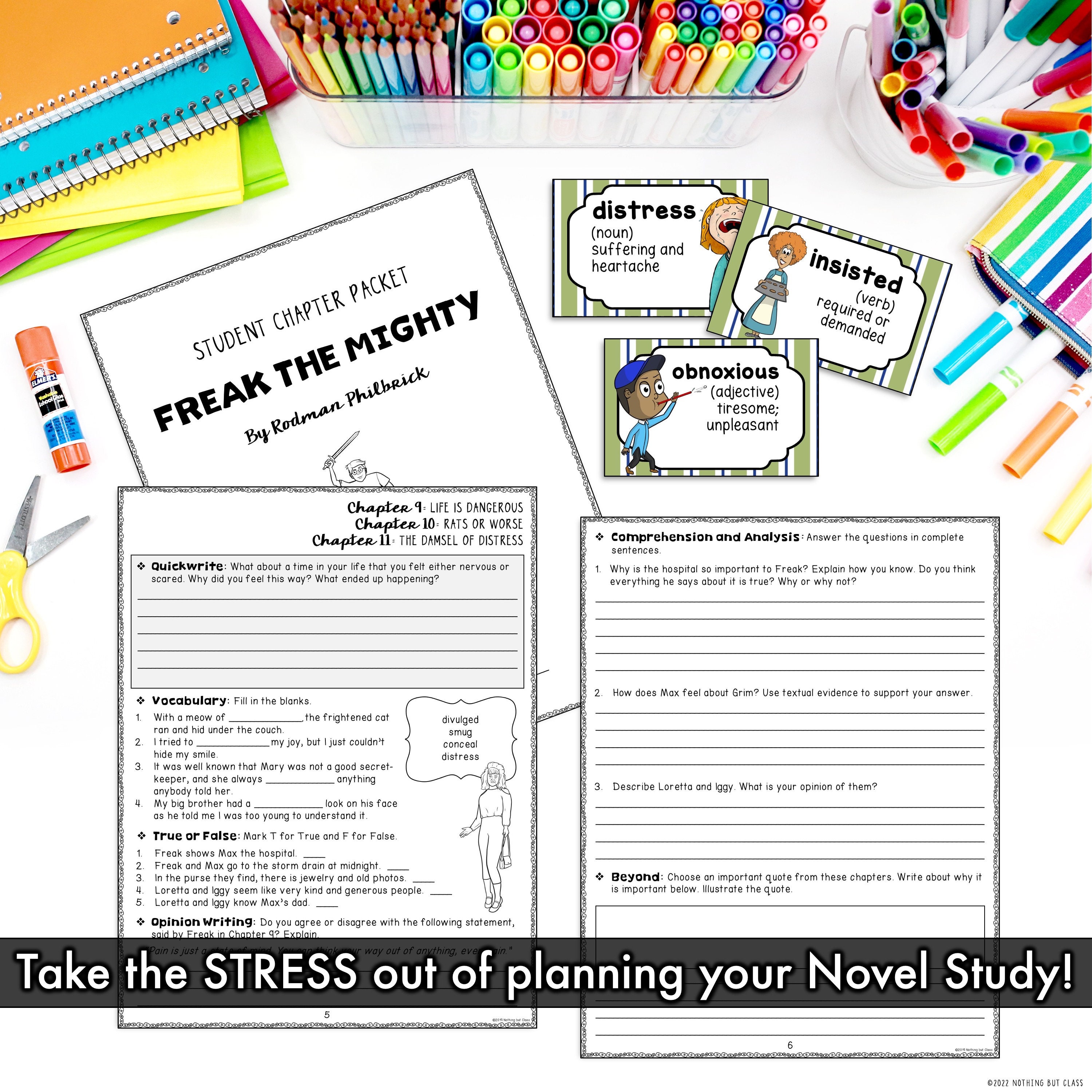 Freak the Mighty Comprehension and Vocabulary by Chapter Guided Reading ...