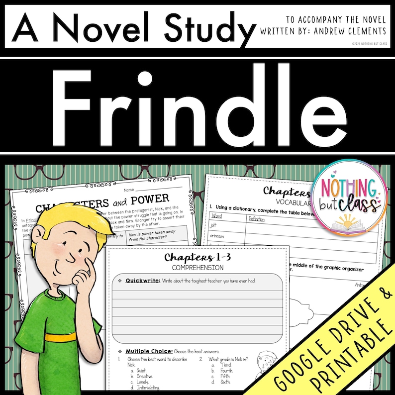 Frindle Novel Study Unit | Literature Guide | Comprehension Worksheets ...