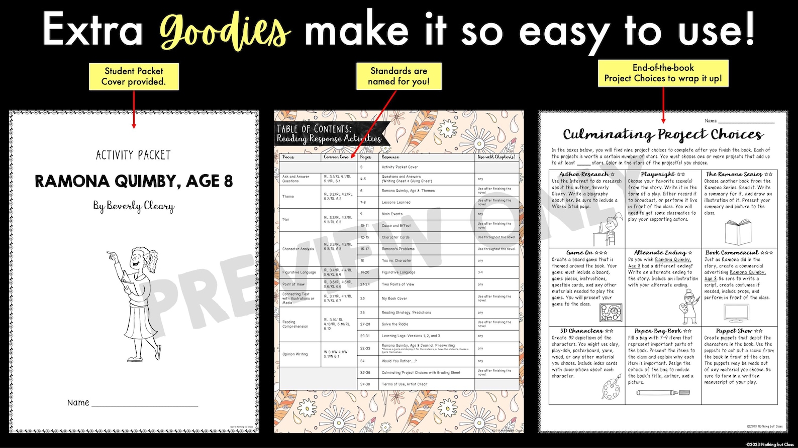 Ramona Quimby Age 8 | Reading Response Activities and Projects | Guided ...