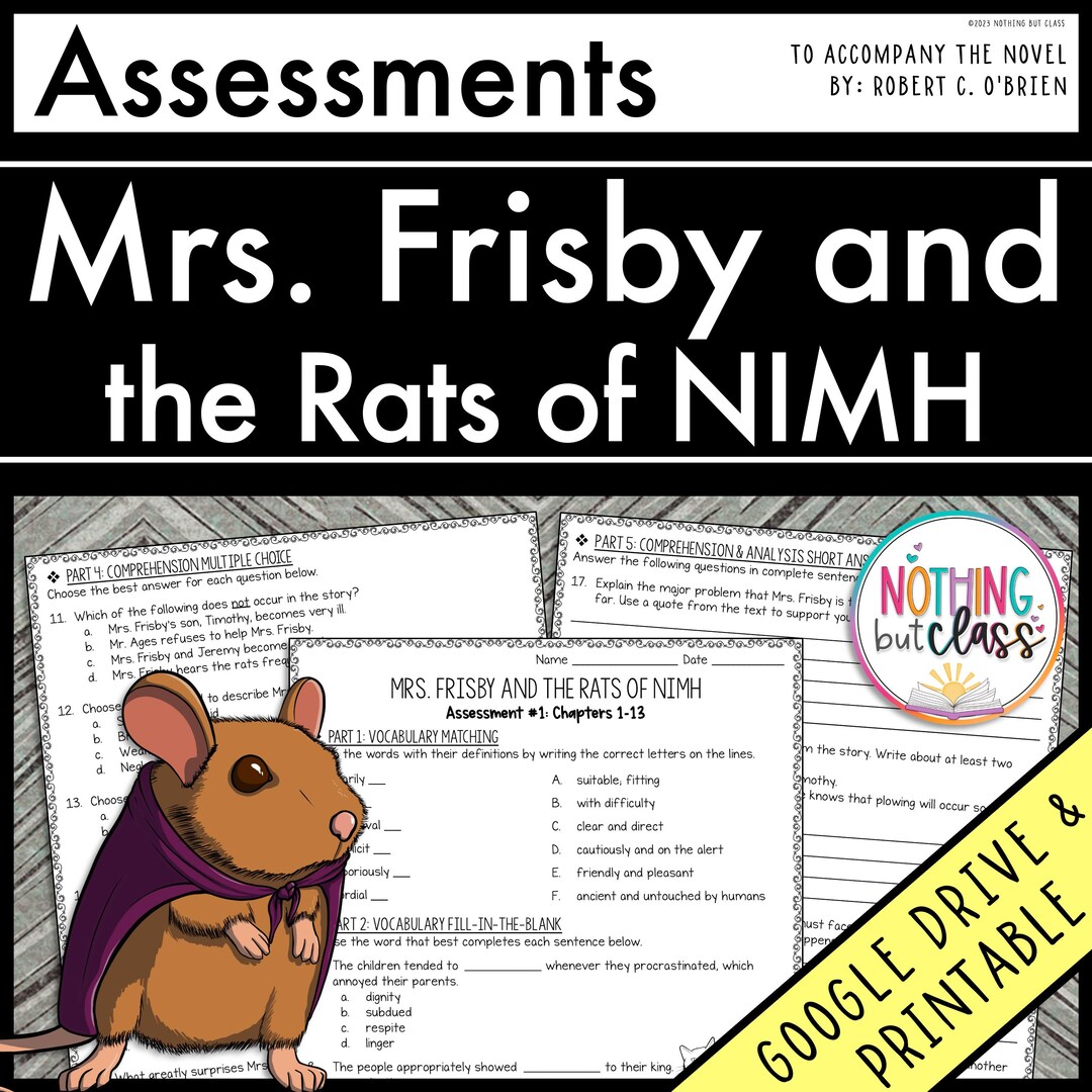 Mrs. Frisby and the Rats of Nimh - Tests | Quizzes | Assessments for ...