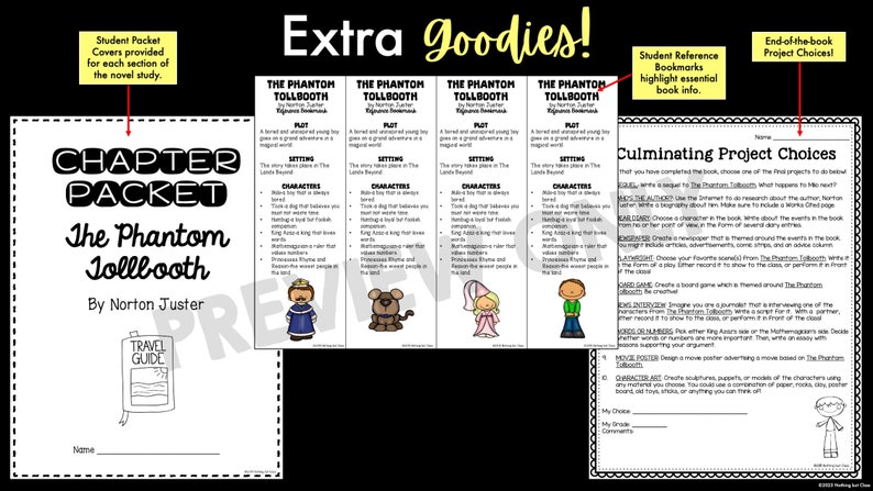 The Phantom Tollbooth Novel Study Unit Literature Guide Comprehension ...