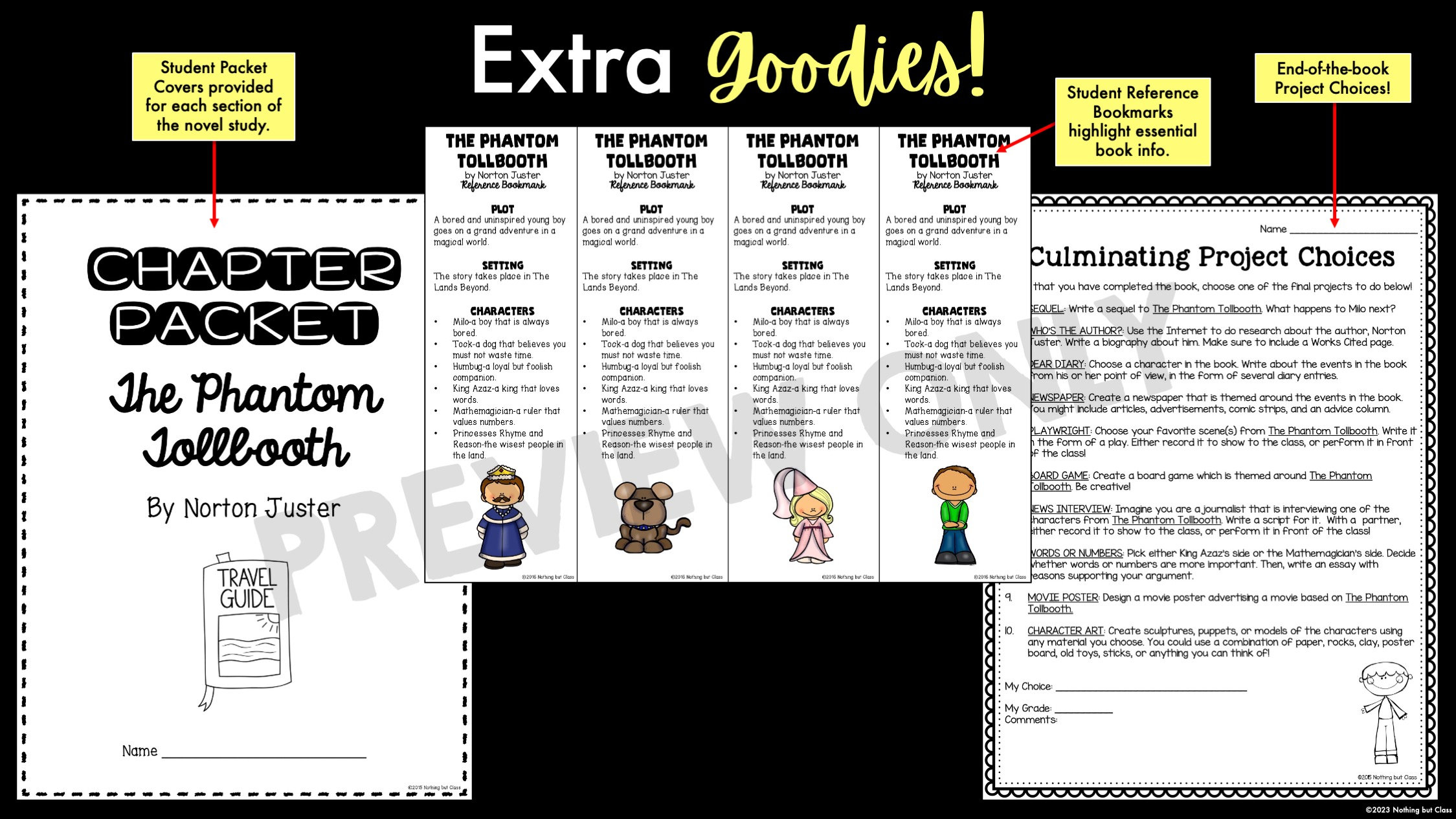 The Phantom Tollbooth Novel Study Unit Literature Guide Comprehension ...